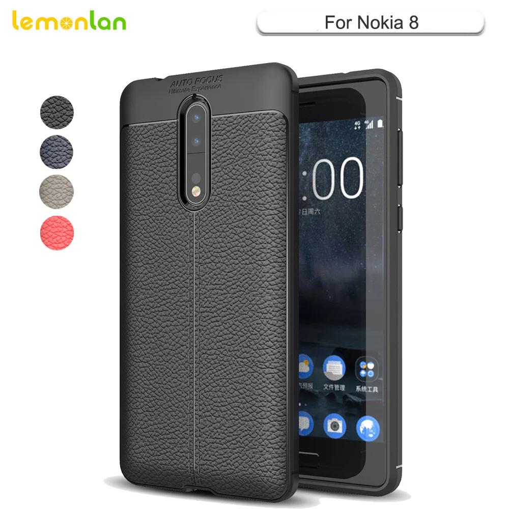 Lemonlan Phone Case For Nokia8 N8 Business Litchi Grain PU Soft TPU ...