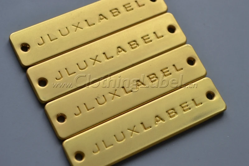 custom metal labels, matt gold color, engraved logo-in Garment Labels ...