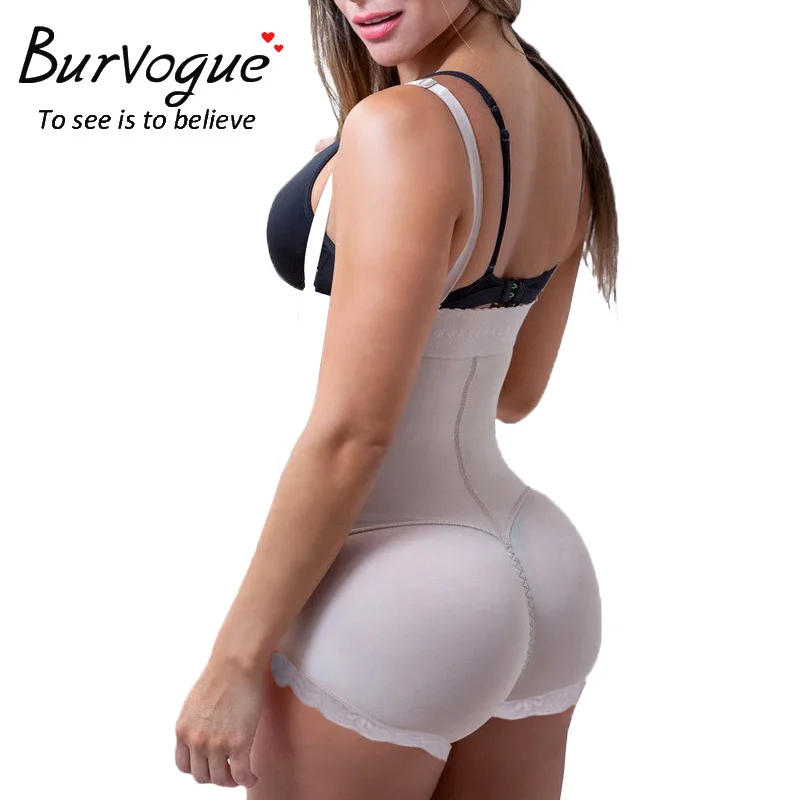 Burvogue Hot Latex Body Shaper Plus Size Tummy Control Underwear Clip And Zip Bodysuit Vest Slim