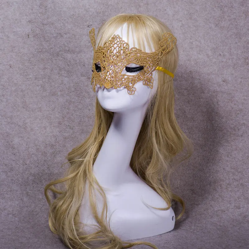 Yellow Female Sexy Lace Eye Mask Fox lace Mask Masquerade Mask ...