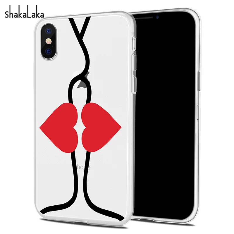 Cute Red Love Soft Phone Case Cover For Iphone X 5 5s Se 6 6s 7 8 Plus Back Clear Capa Lovely