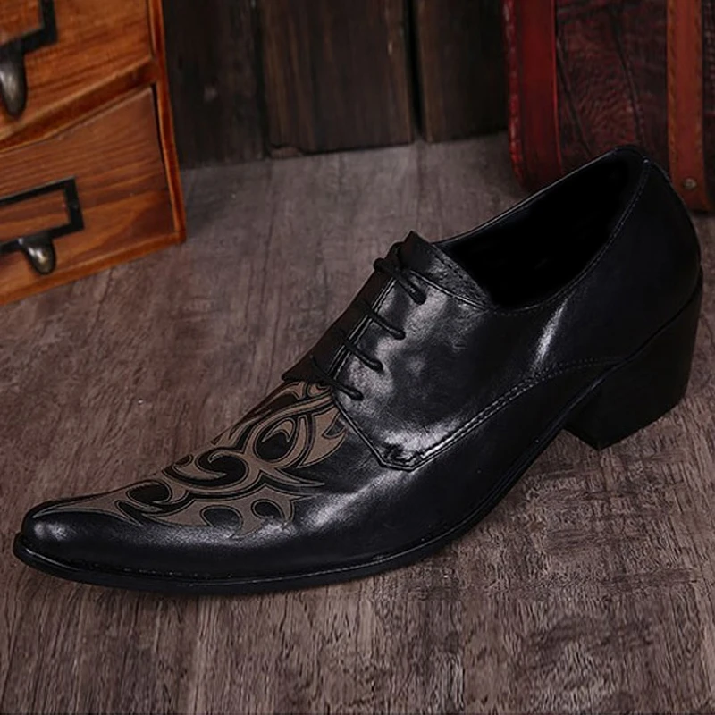 Plus Size New Fashion Designer Pointed Toe Man High Heels Oxfords ...