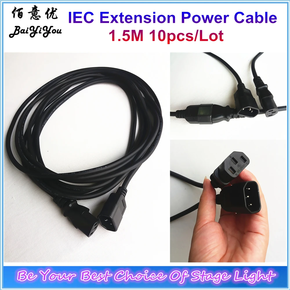 10 개/몫 무료 배송 무대 조명 IEC 전원 케이블을 연결하는 고품질 1.5m 3Pin IEC 전원 코드 연장 케이블|stage lighting cable|stage ...