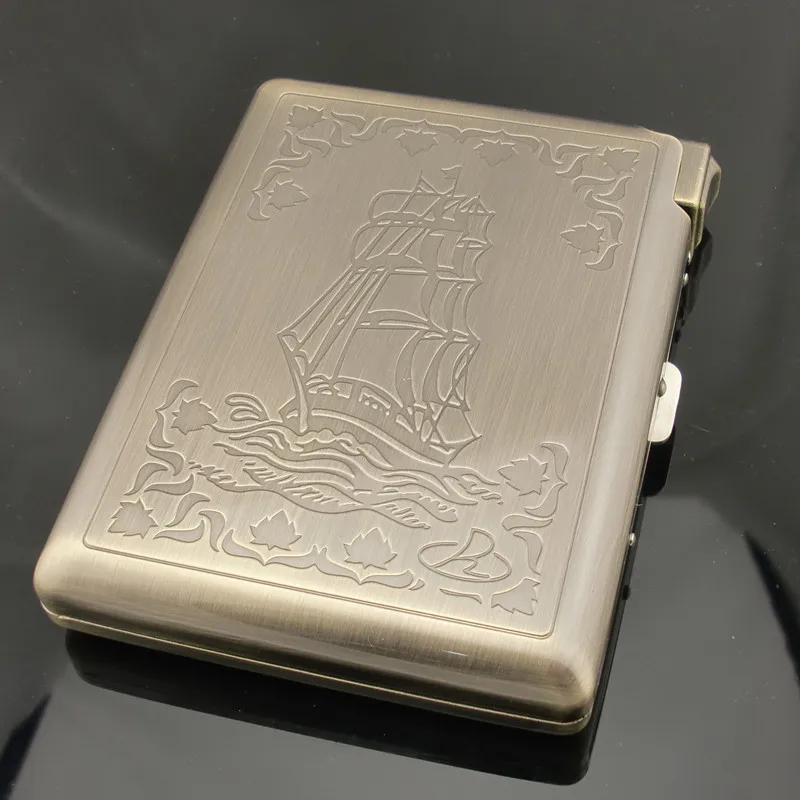 Bronze Cigarette Case with Lighter for Men Holds 20 High-Grade Smoking ...