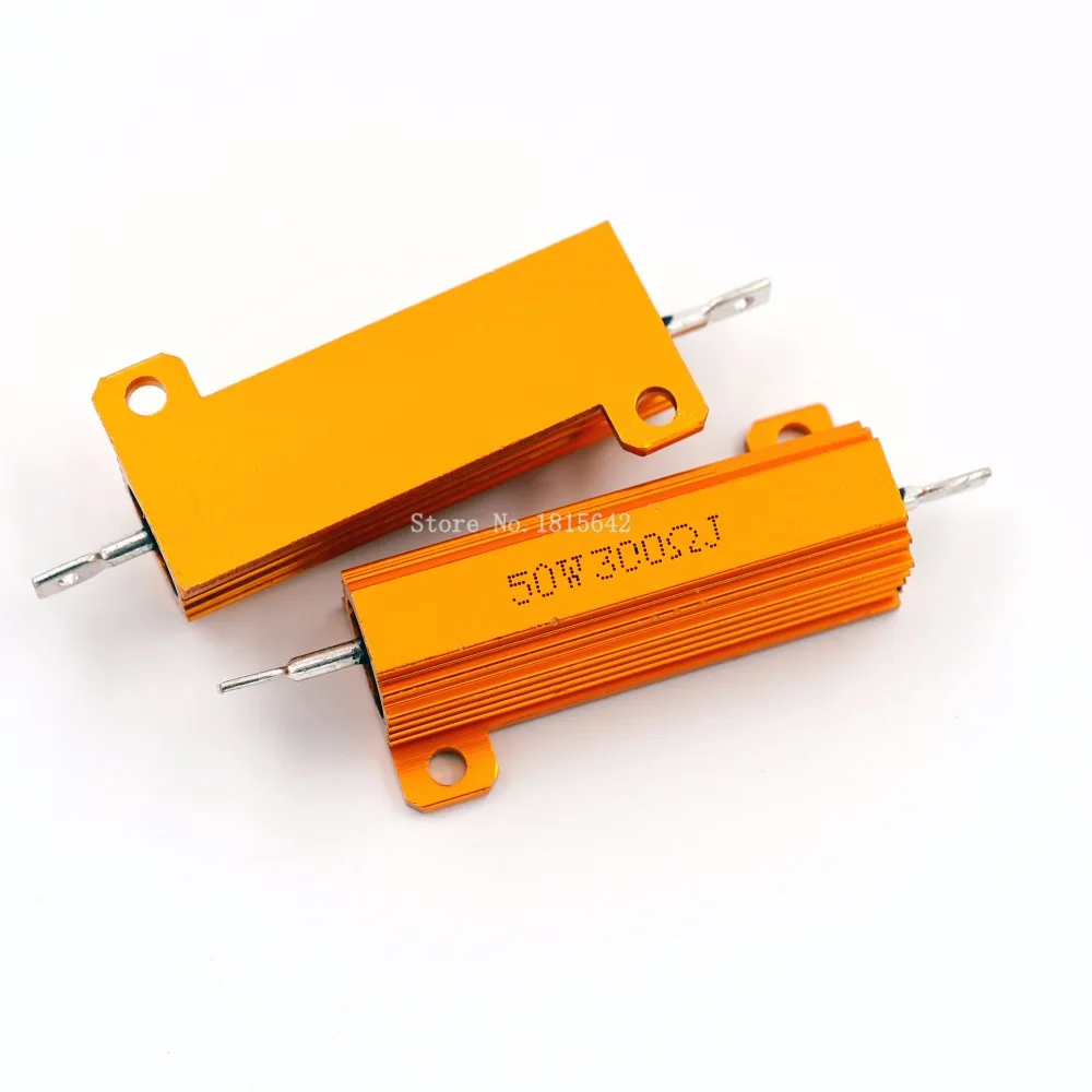 RX24 50W 300R 300RJ Metal Aluminum Case High Power Resistor Golden ...