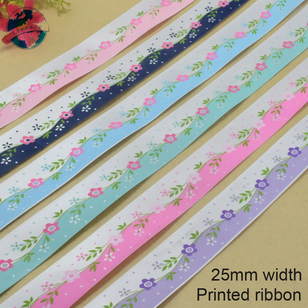 5yards,25mm Flower Printed Ribbons Polyester Grosgrain Ribbon, Lace ...