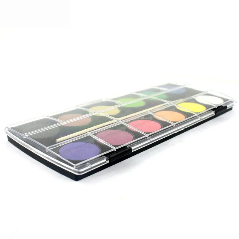 12 Colors Solid Watercolor Paints With a Full Dry Water Color Powder ...