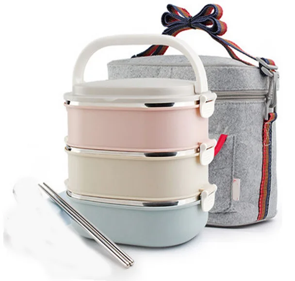 3 Layers 304 Stainless Steel Japanese Box Food Fruit Container Storage ...