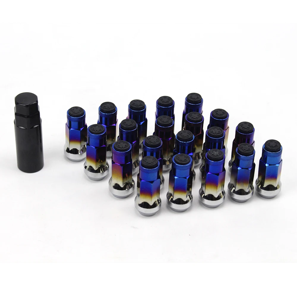 48mm Titanium Blue Spline Tuner Wheel Lug Nuts M12x1.25 M12x1.5 Racing ...