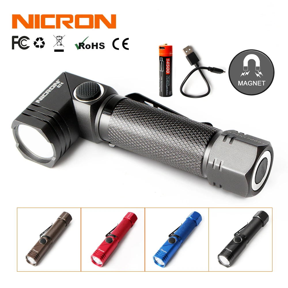 Nicron Rechargeable Twist Flashlight 4 Colors 600 Lumens Waterproof ...