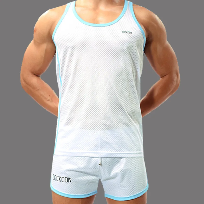 Summer Mesh Tank Top Men Quick Dry Fitness Vest Set Sleeveless Undershirt Slinglet Workout ...
