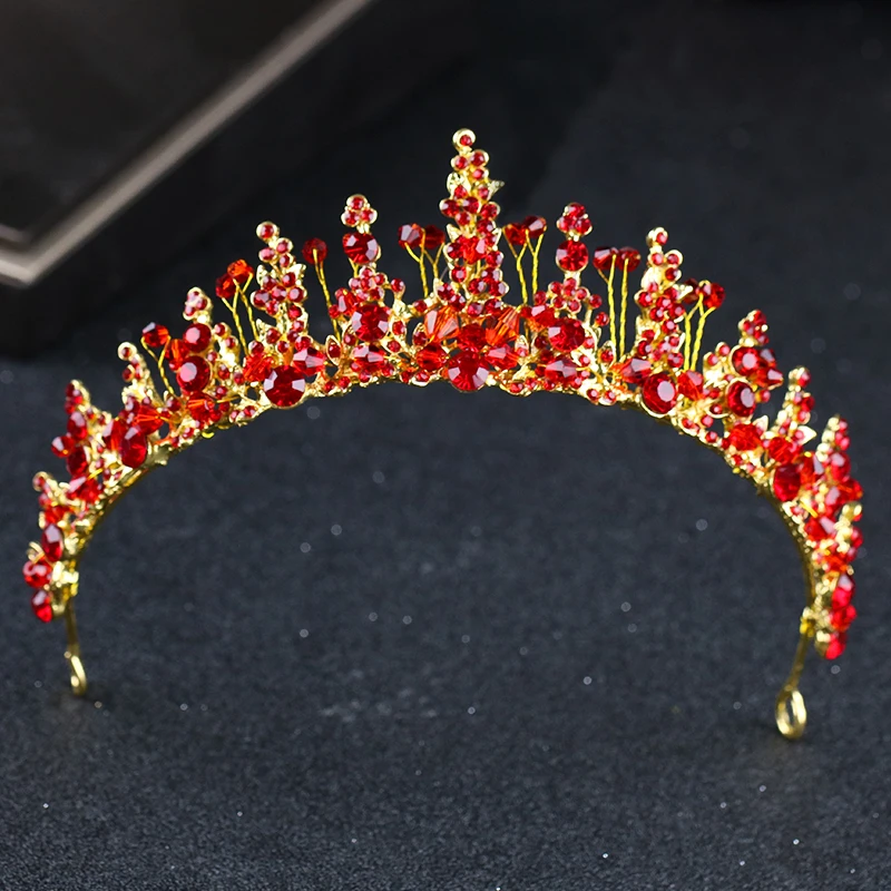 Classic Crystal Bridal tiaras and crowns Red Color Chinese Wedding Hair ...