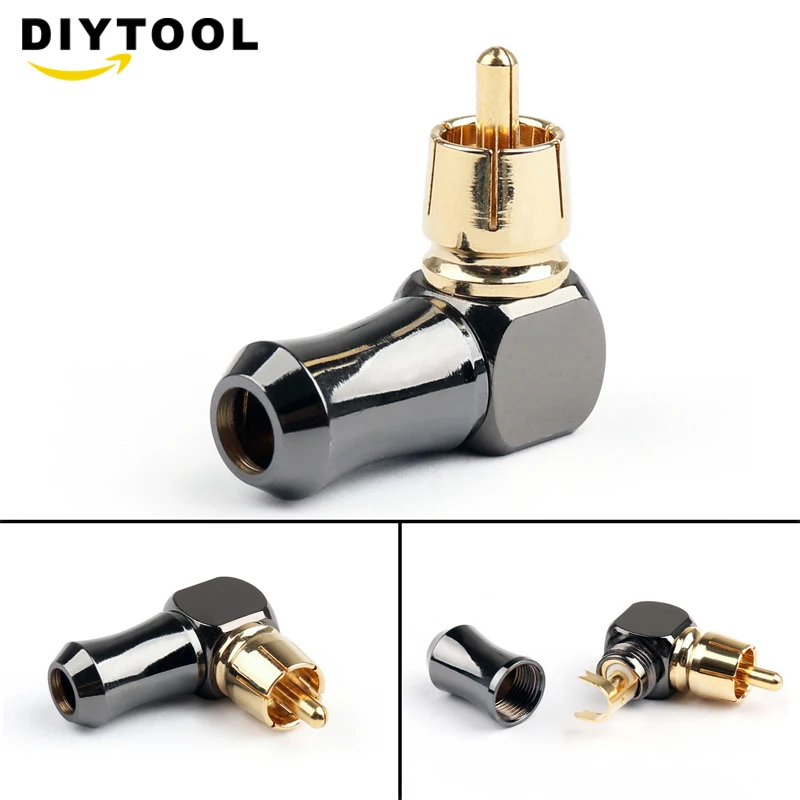plated Right Angle RCA Male Plug Audio Video Connector Soldering