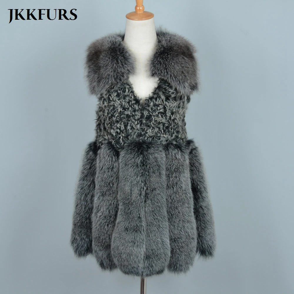 Fashion Women Fur Vest Real Fox Fur & Mongolian Sheep Fur Winter Thick ...