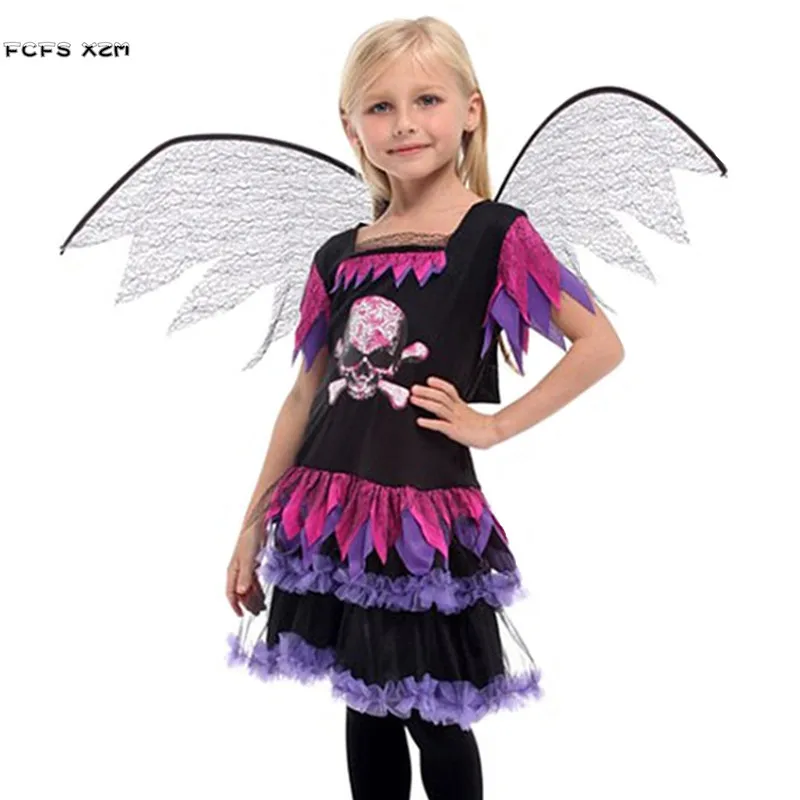 M-XL-Kids-Children-Halloween-Pink-Skeleton-Costumes-for-Girls-Vampire ...