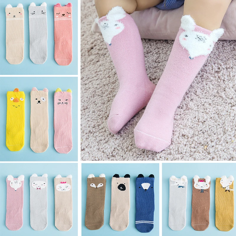 3 Pairs Baby Socks 0 3Y Toddler Girls Socks Striped Newborn Foot Warmer ...