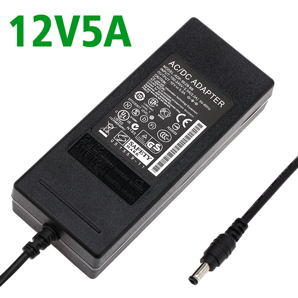1pcs 12V5A AC 100V 240V Converter Adapter DC 12V 5A 60W Power Supply DC ...