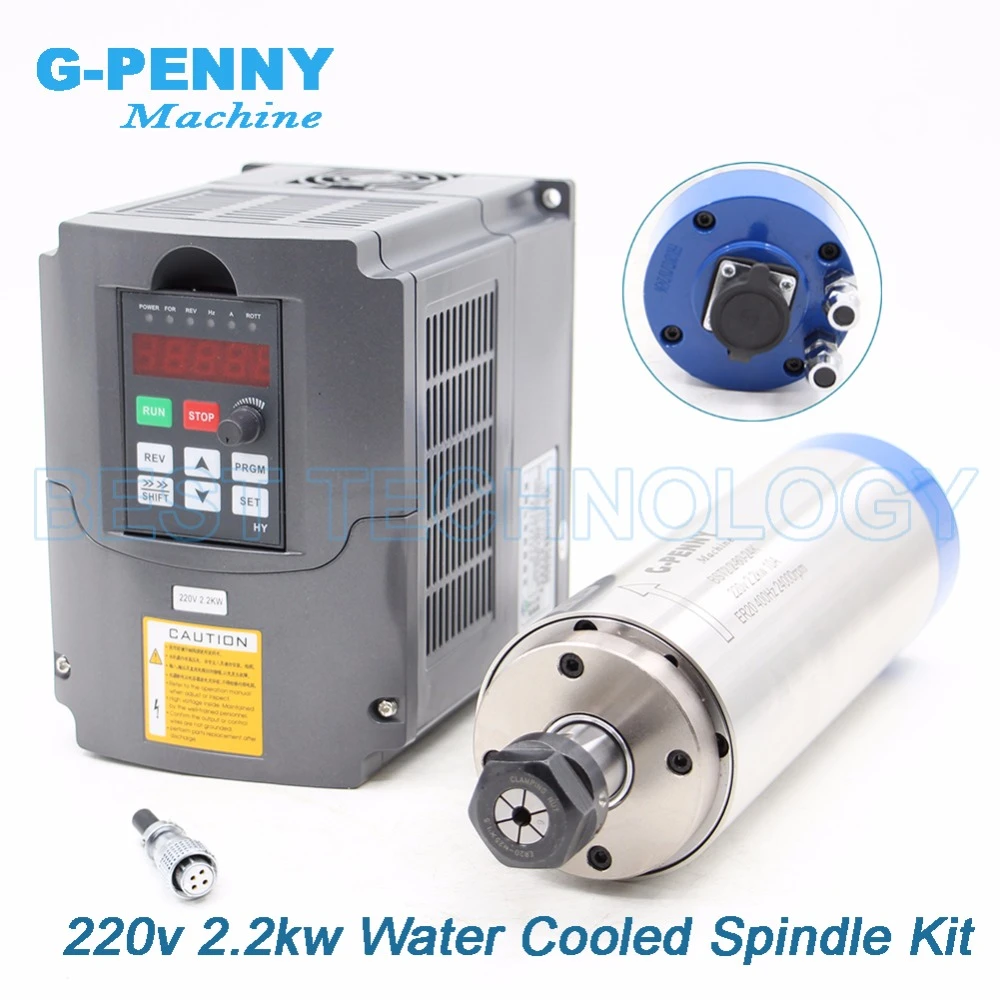 2.2kw Er20 Water Cooled Spindle 4 Bearings 220v Cnc Router Macnine& 2 ...