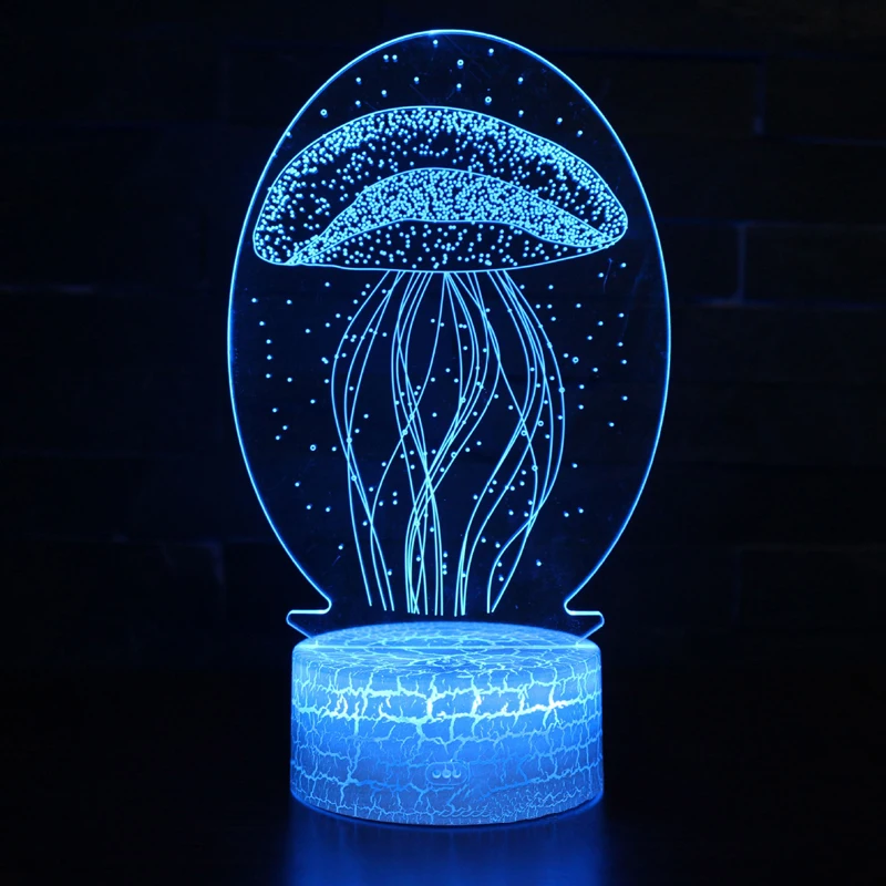 Marine life jellyfish theme 3D Lamp LED night light 7 Color Change ...