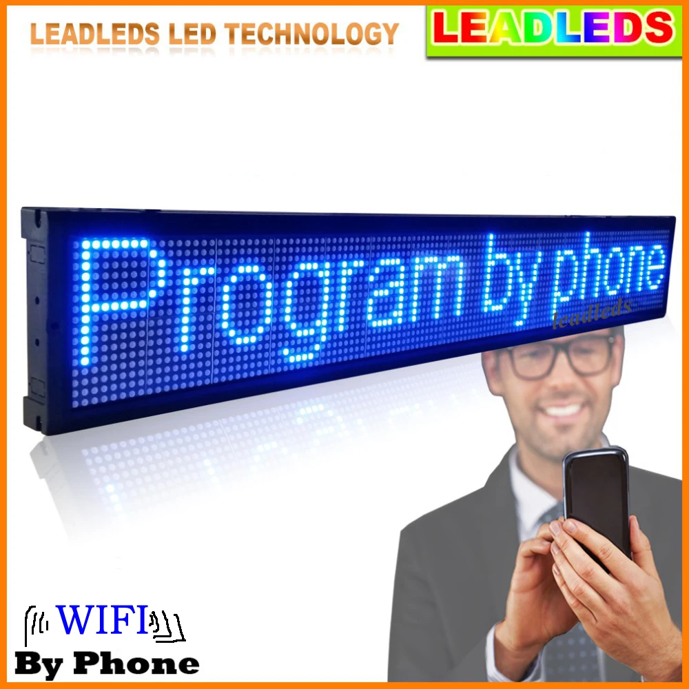 Ultra Brightness Blue color Led Display Sign Board Program by WIFI or U ...