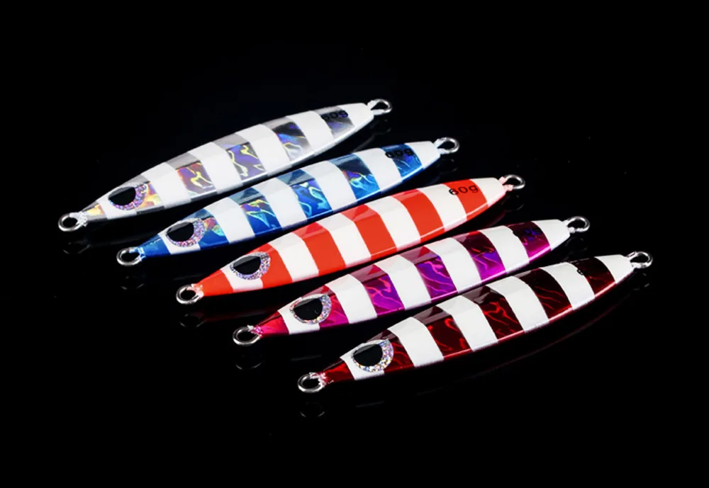 5PCS Deep sea Glow Zebra Slow Jig Jigging Night Fishing Jigging Lure ...