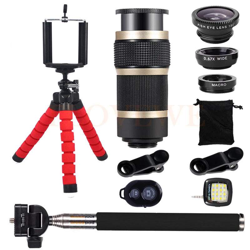 Wide Angle Macro Fish eye Fisheye Lenses 8X Telephoto Zoom Lentes ...