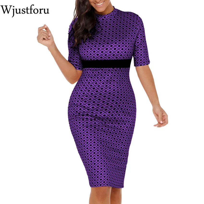 Wjustforu 2018 New Sexy Bodycon Dot Print Dress Women Elegant High