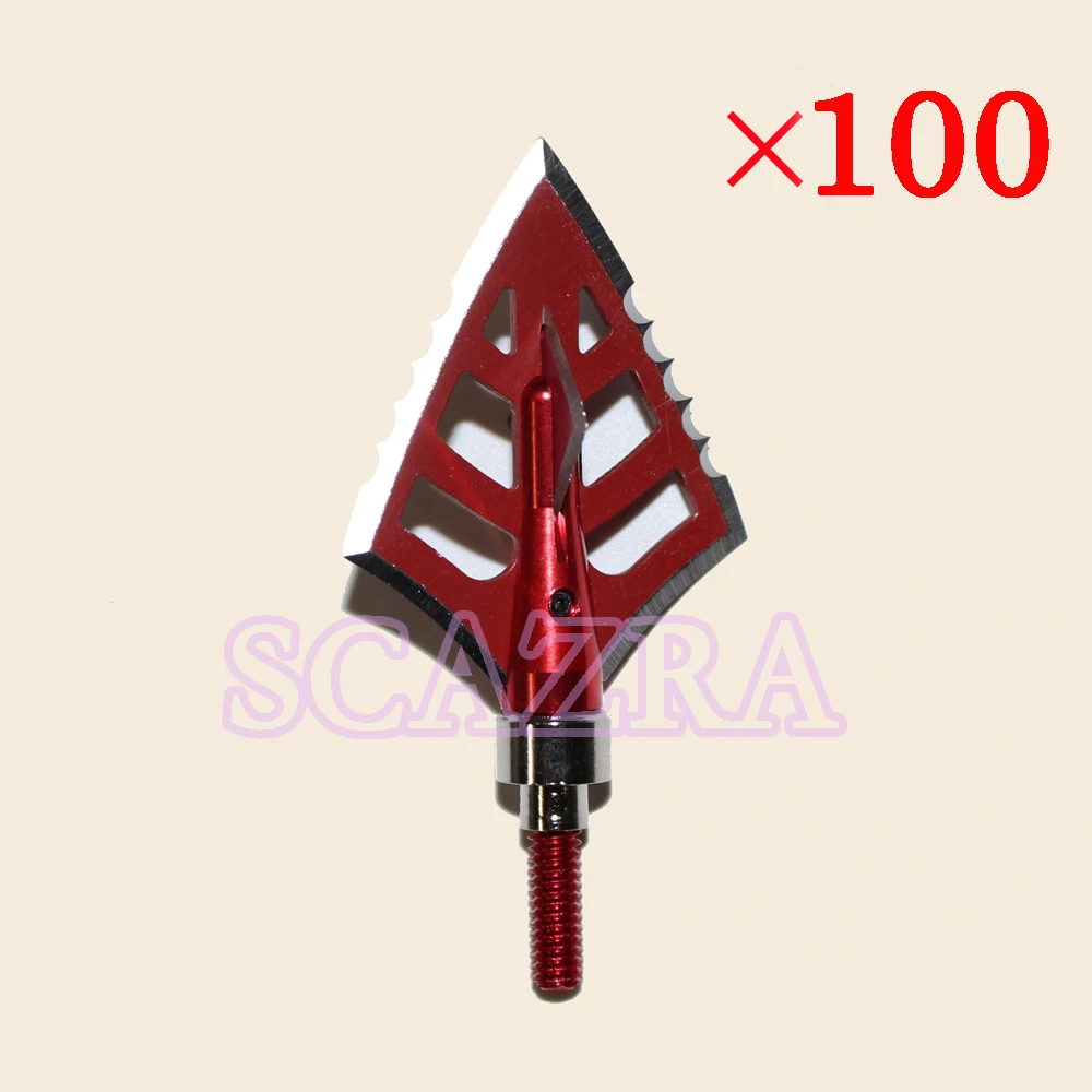 100PCS 125 Grain Serrated Broadheads 4 Blade Arrow Heads Practicing ...