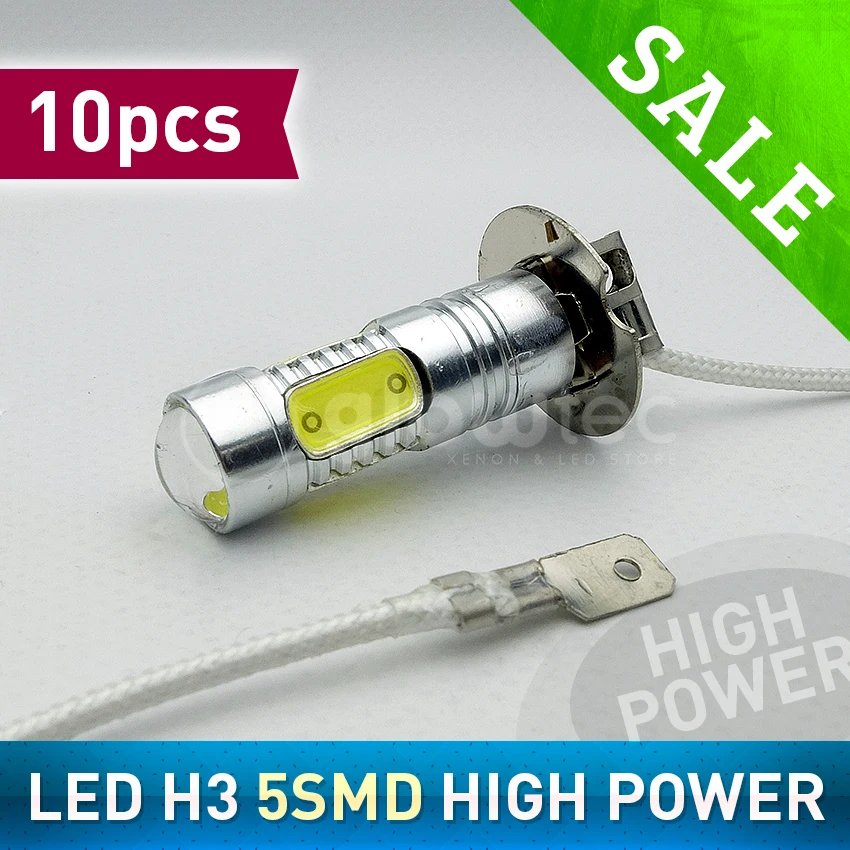 WHOLESALE 10pcs H3 Car 7.5W High Power headlight 5 SMD LED 5smd Bulb ...