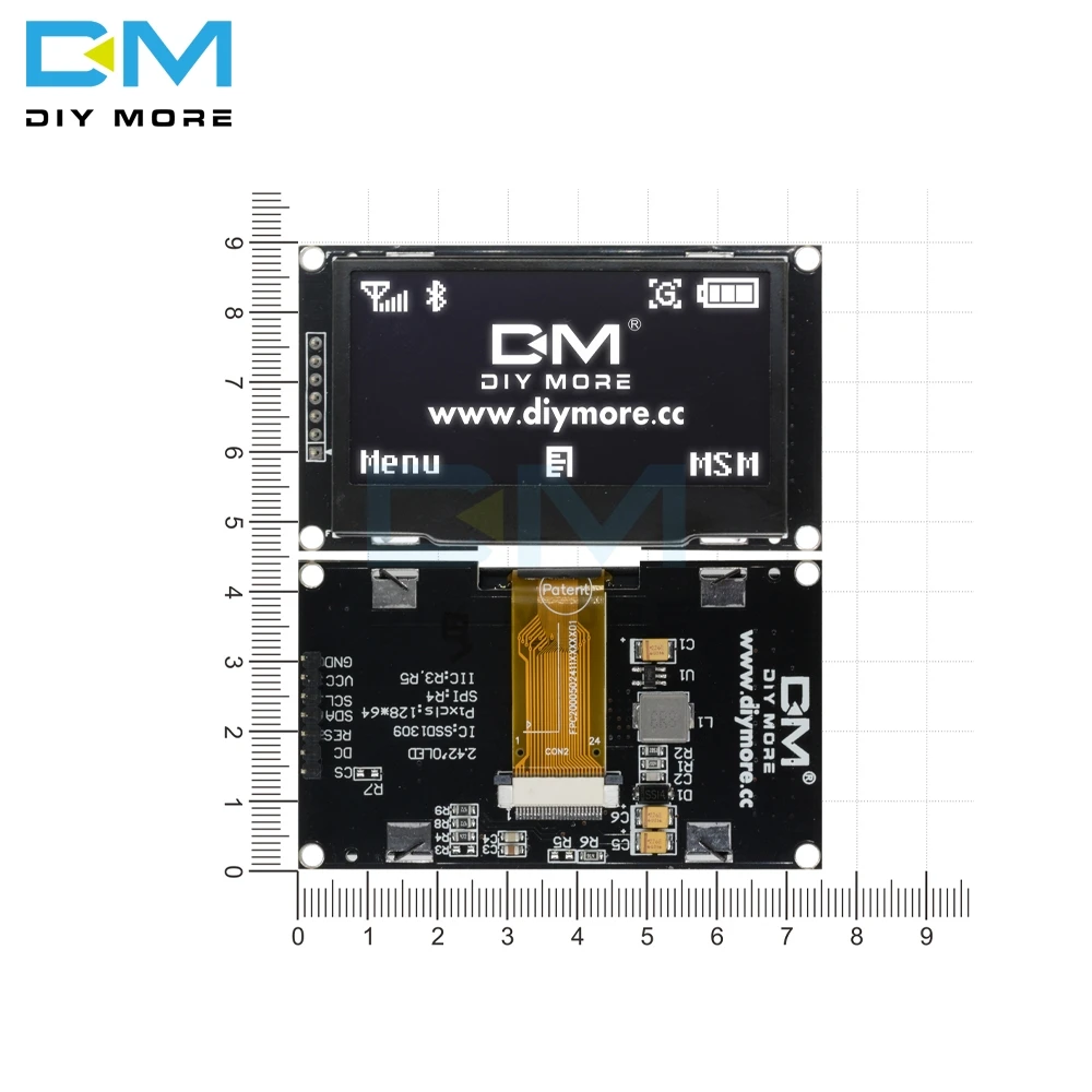 2,4" 2,42 дюймовый ЖК-экран 12864 128X64 OLED дисплей модуль C51 STM32 SSD1309 для Arduino белый ...