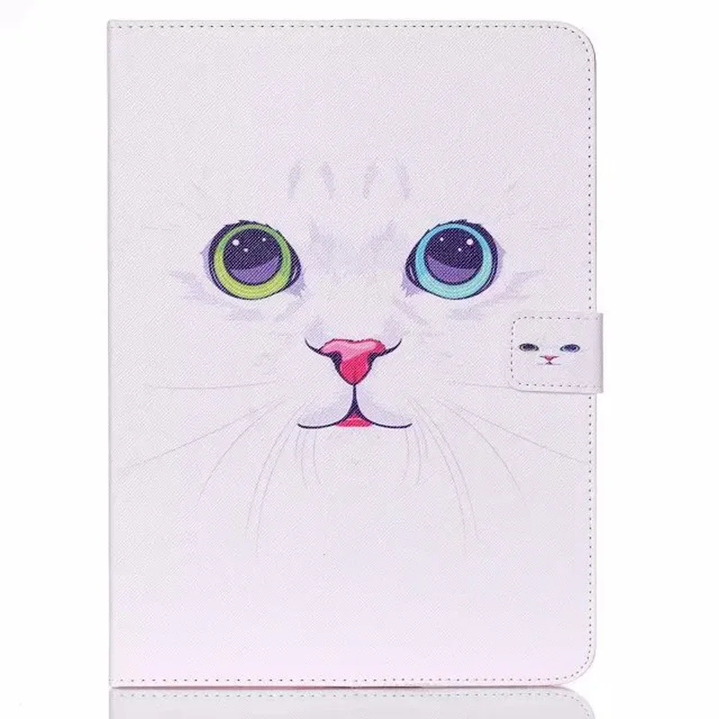 Lovely White Cat Design Pu Leather Flip Stand Tablet Book Cover Case ...