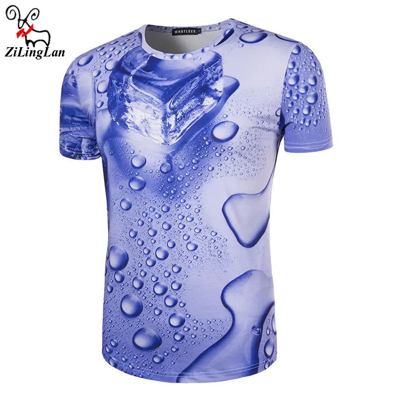 ZiLingLan 3D T Shirts Tops Tees Short Sleeve T shirt Men Drops Of Water ...
