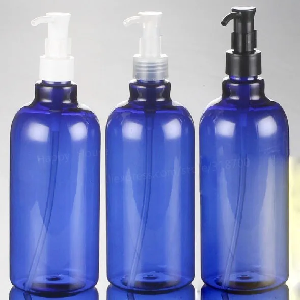 20 x 500ml Cobalt Blue Empty DIY Round Shoulder Hair Conditioner and ...