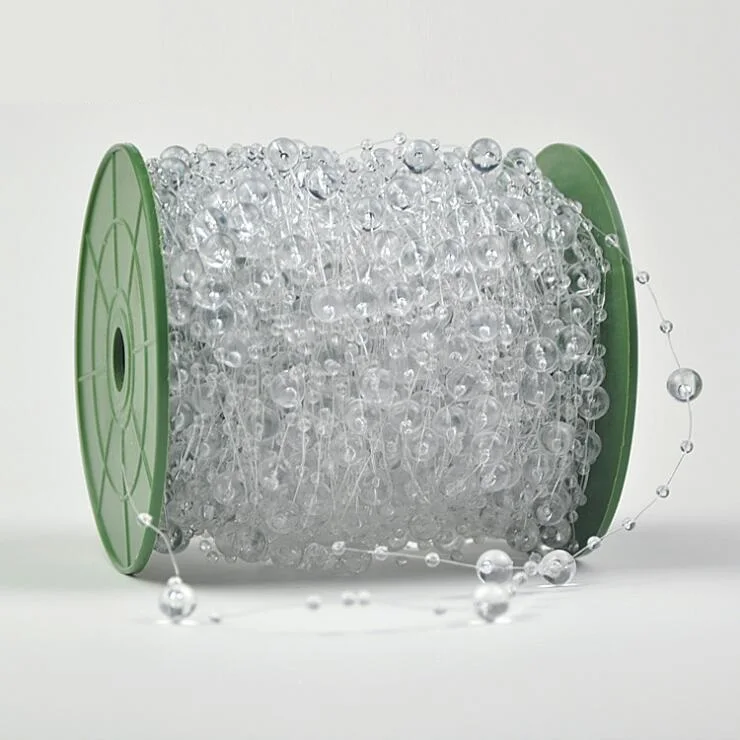 60M/Roll Glass Crystal DIY White Garland Acrylic Crystal Beads Strand ...