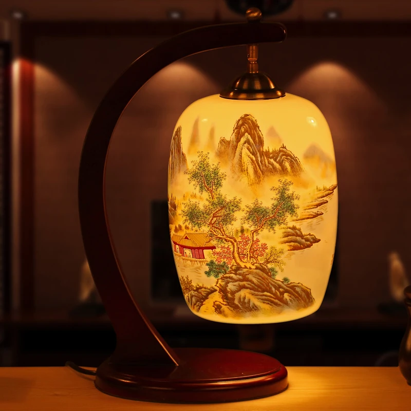 Jingdezhen Chinese ceramic table lamp bedroom living room dining room ...