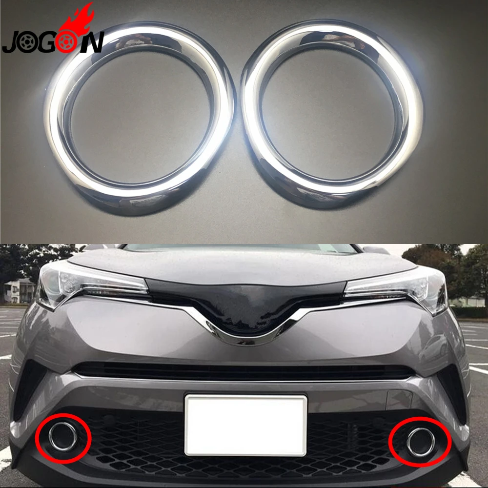 Car Front Fog Light Trim ABS Chrome 2PCS For Toyota C HR CHR 2016 2017 ...