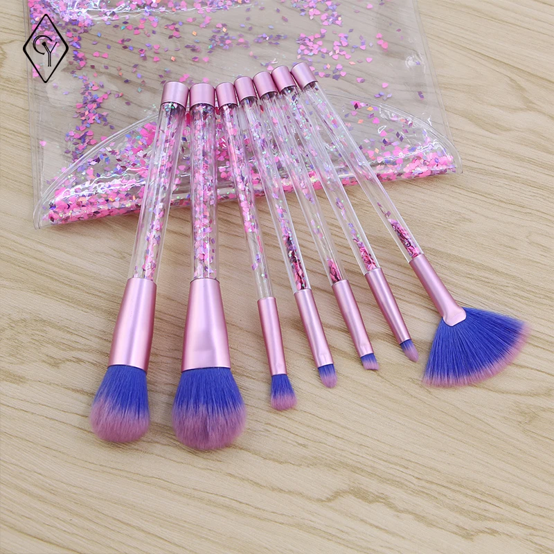 CY 7pc Rhinestone Glitter Crystal Makeup Brush Set Diamond Pro ...