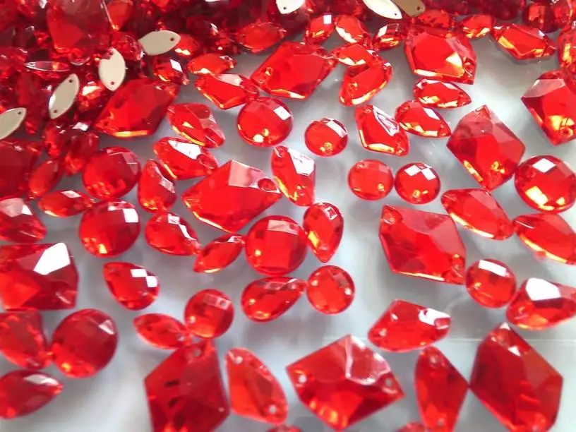 Wholesale Red Mixed Loading Shape Rhinestones Sew On Crystal Acryl ...