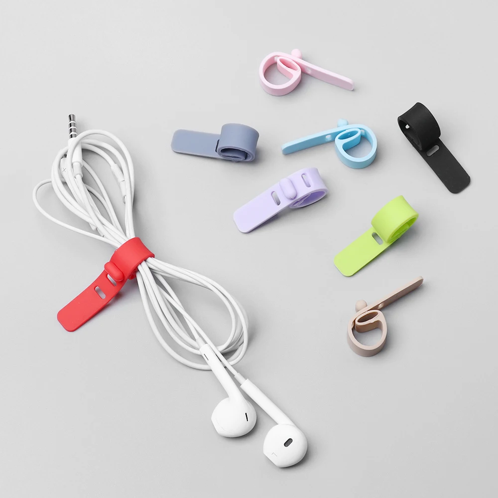 10PCS-Cable-Winder-Silicone-Cable-Organizer-Wire-Wrapped-Cord-Line ...