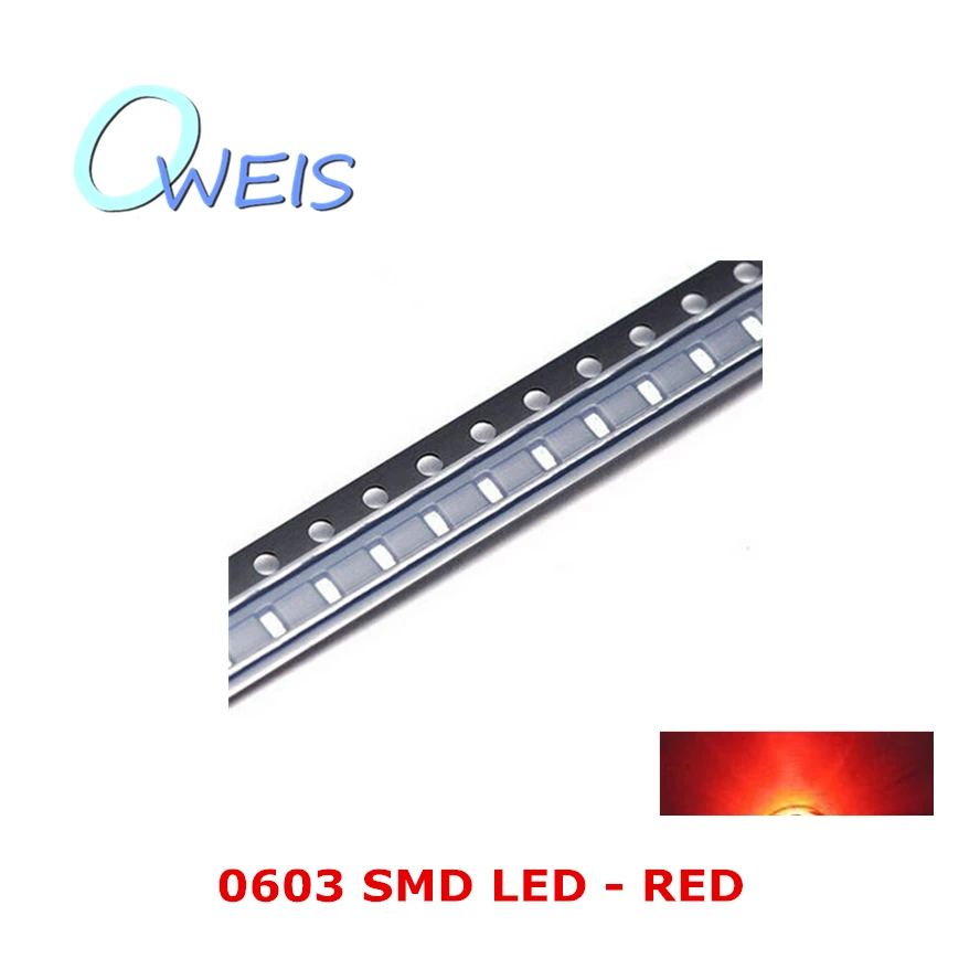 50PCS 0603 super bright RED SMD LED 1608 1.6*0.8mm 0603 RED sign light ...