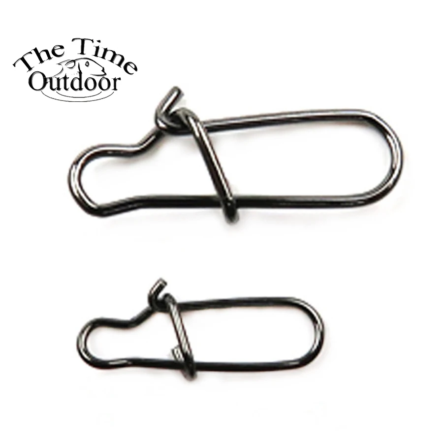 THETIME 100pcs Hooked Snap Pin Stainless Steel Fishing Barrel Swivel ...