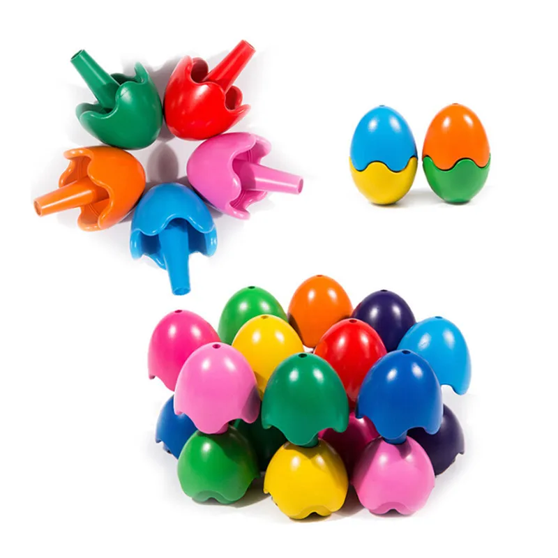 10 Colors Egg Shape Kids Drawing Toy Color Cognitive Crayon Baby Infant ...