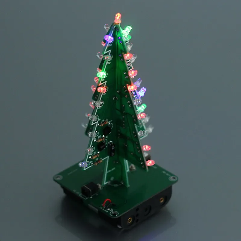 Three-Dimensional 3D Tree LED DIY Kit Red/Green/Yellow LED Flash ...