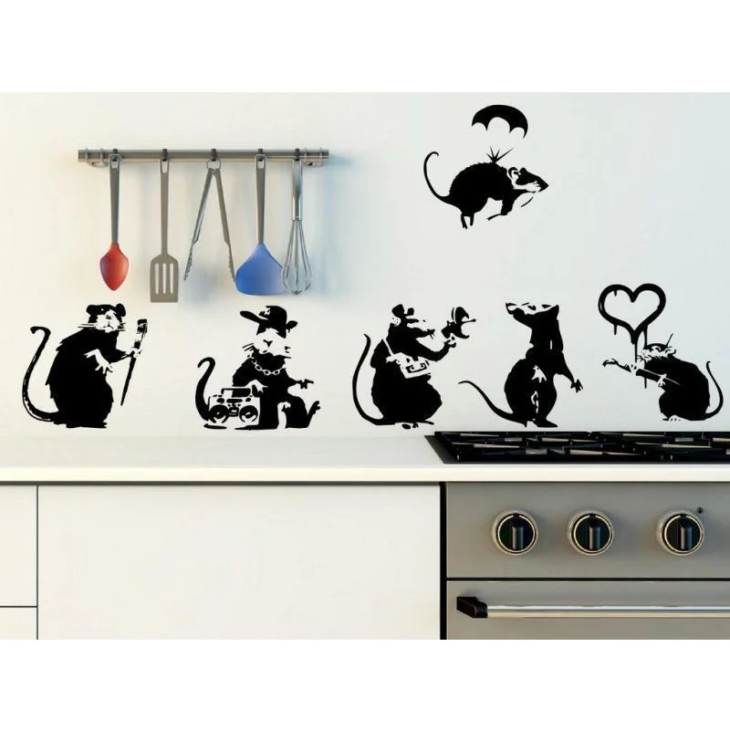 Banksy Large Collection Of Rats Version 2 Set of 6 Rats Wall Stickers ...