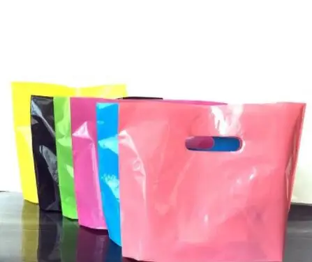 Custom Cheap Small large Gift jewerly plastic bags with handle colorful ...