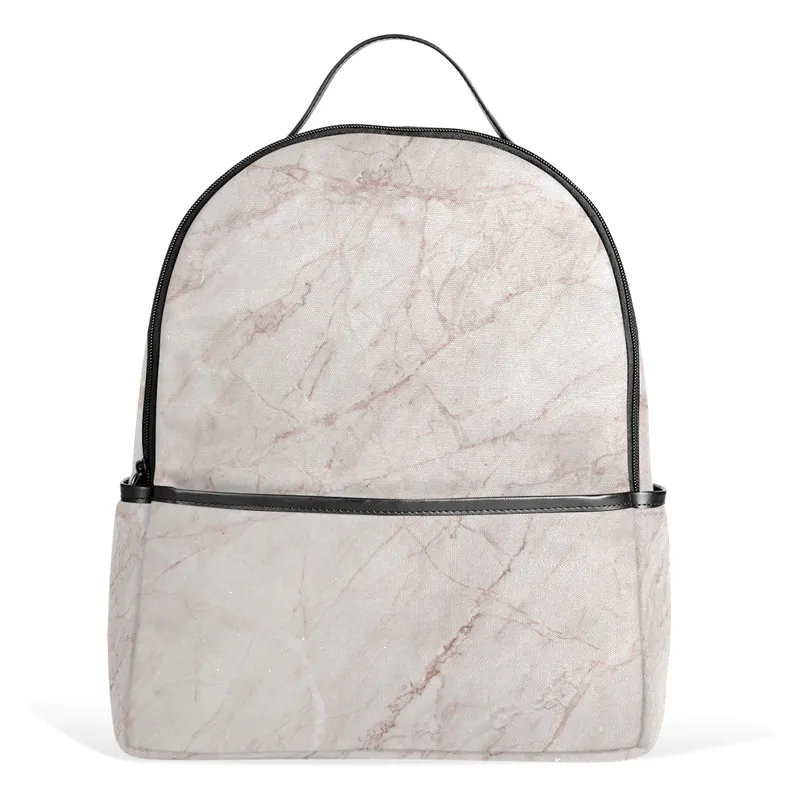 Canvas Backpack Pink And White Marbling Texture Bags for Teenage Girls ...