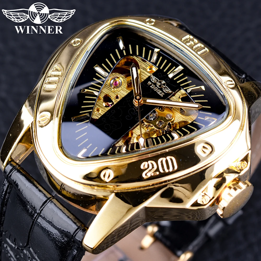 Winner Steampunk Fashion Triangle Golden Skeleton Movement Mysterious ...