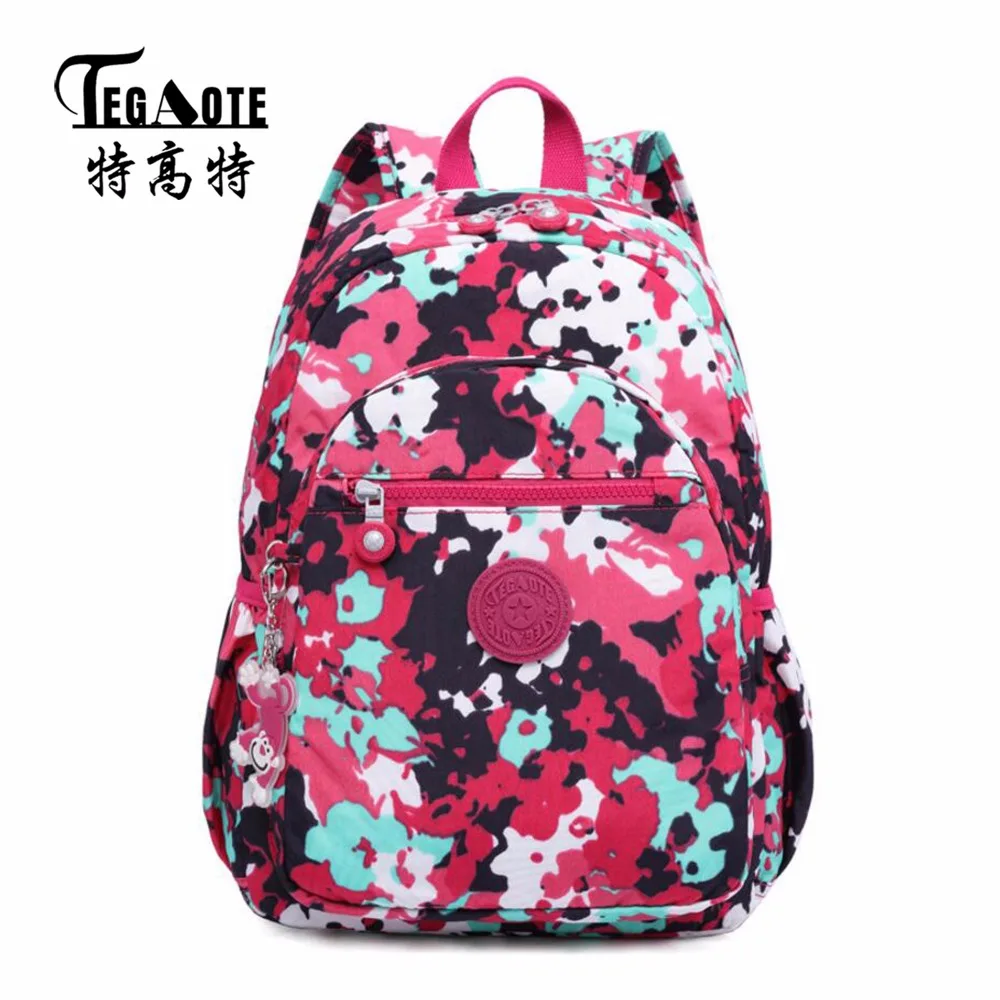 Tegaote Floral Women Waterproof Backpack Nylon Monkey Backpacks Bags ...