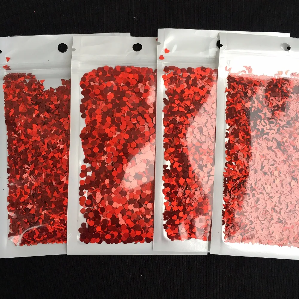 Ultrathin Red Star Heart Moon Sequins Nail Art Glitter Mini Paillettes ...