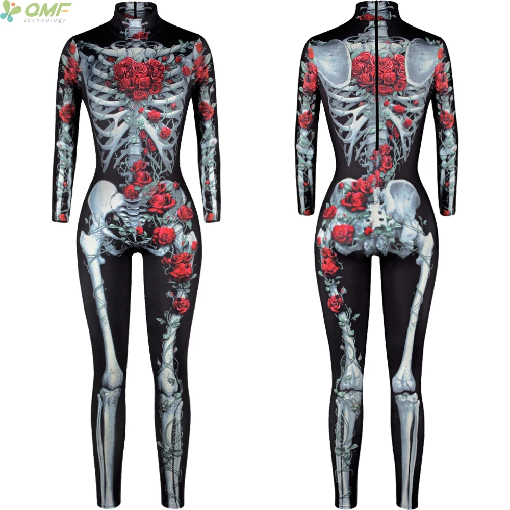 3D Rosen Tod Skeleton Overalls Gothic Weibliche Halloween Skinny Body ...